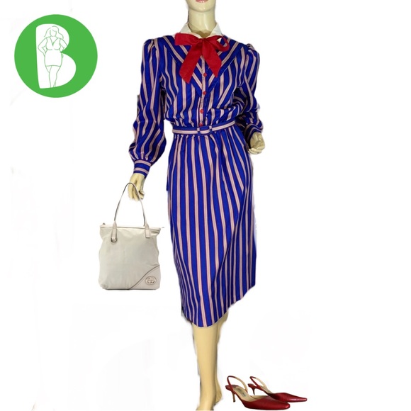 Vintage | Dresses | Breli Vintage 98s Red White Blue Striped Sheath ...